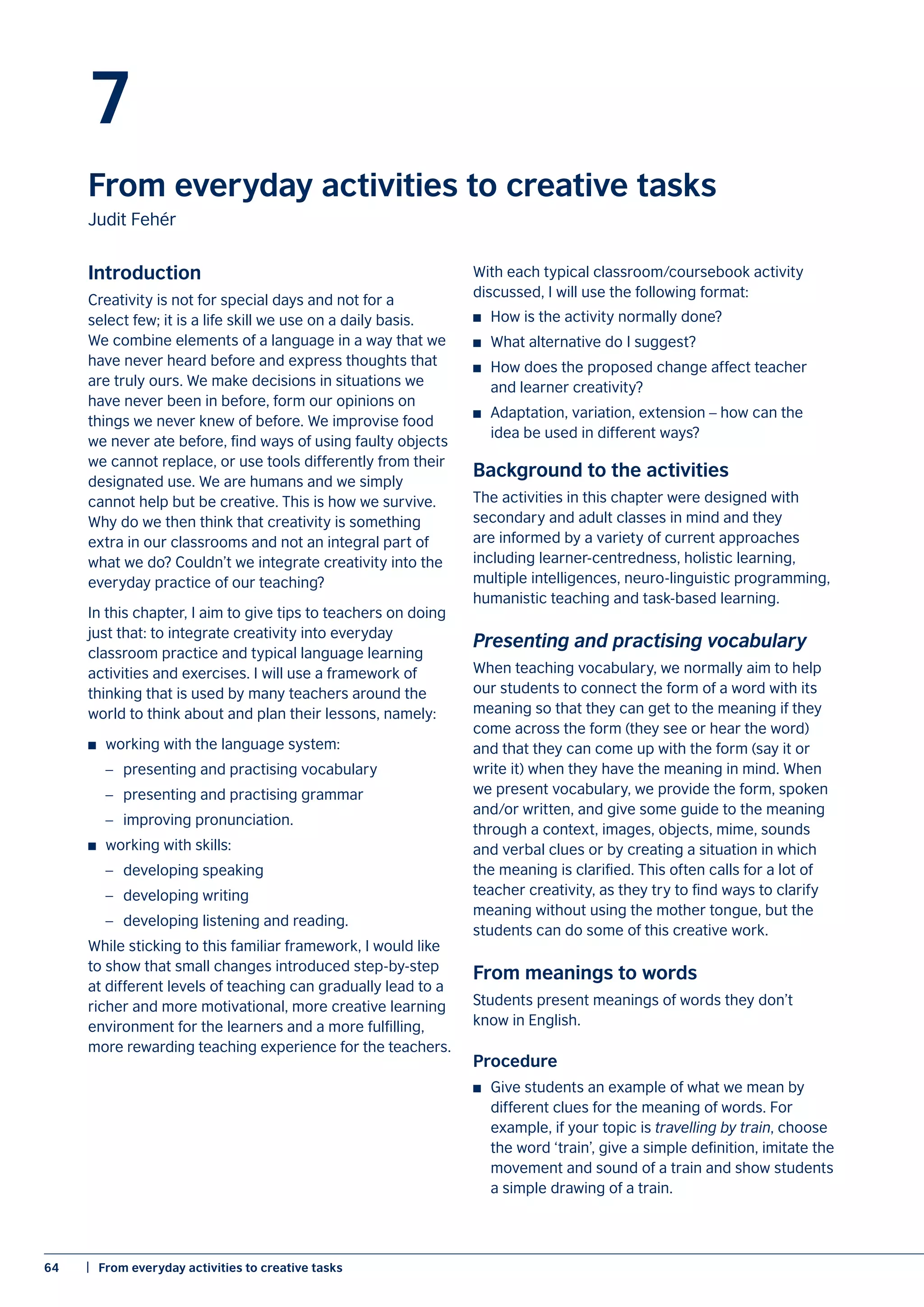 Creativity in English Language Teaching | PDF