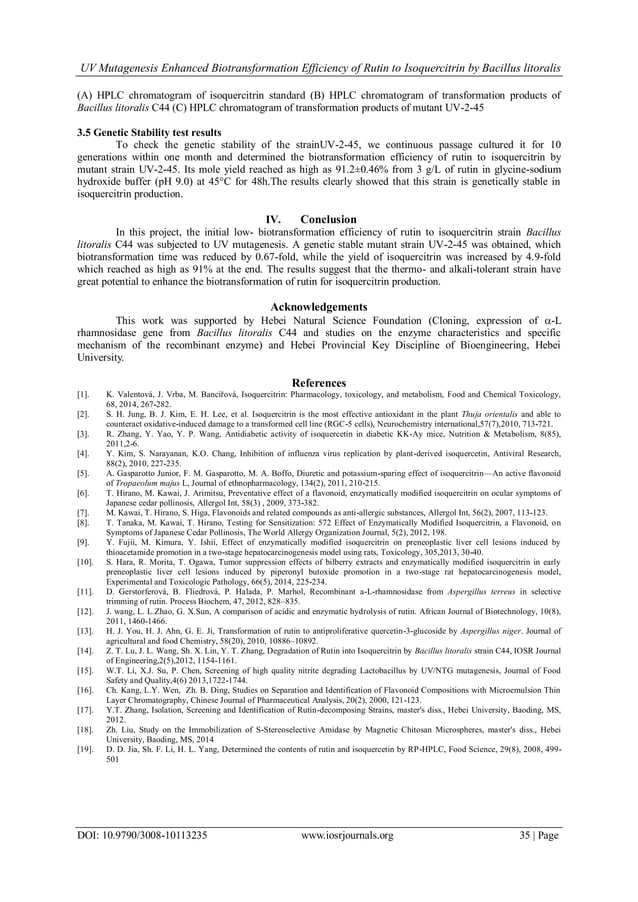 UV Mutagenesis Enhanced Biotransformation Efficiency of Rutin to ...