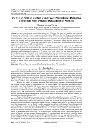DC Motor Position Control Using Fuzzy Proportional-Derivative ...