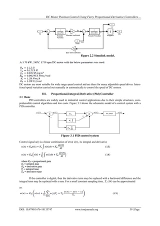 DC Motor Position Control Using Fuzzy Proportional-Derivative ...