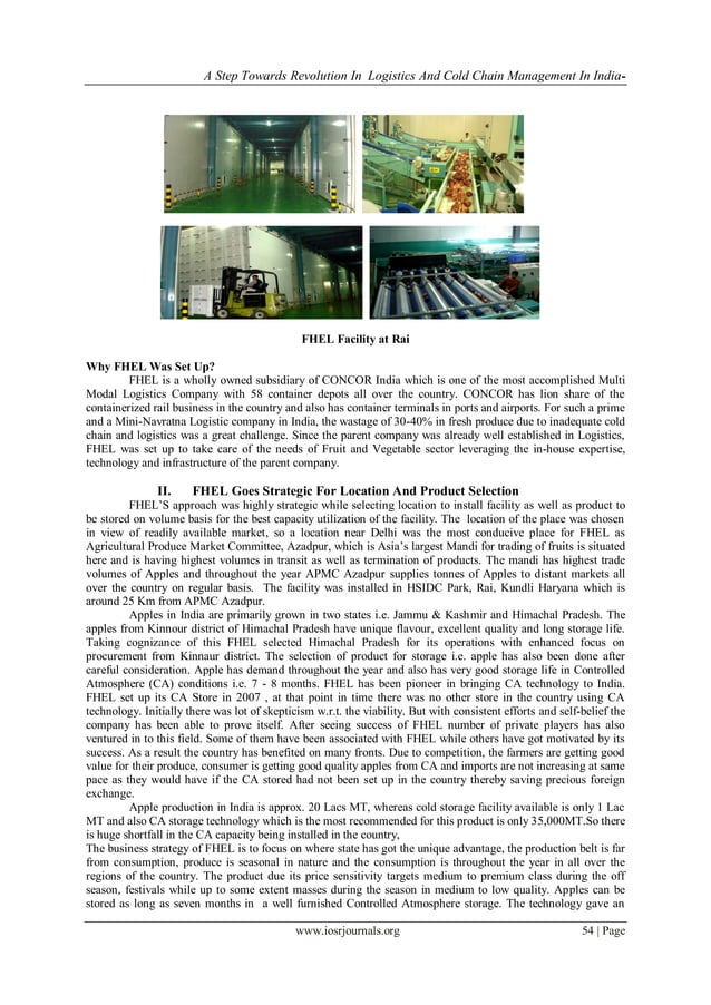 A Step Towards Revolution In Logistics And Cold Chain Management In ...