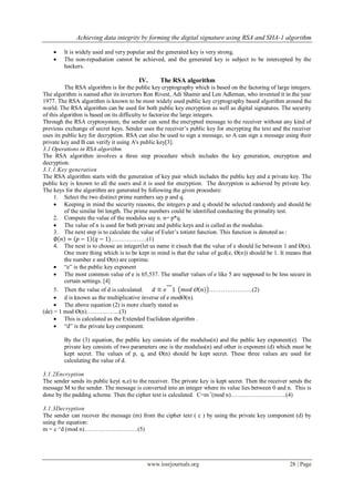 Achieving data integrity by forming the digital signature using RSA and SHA-1 algorithm | PDF