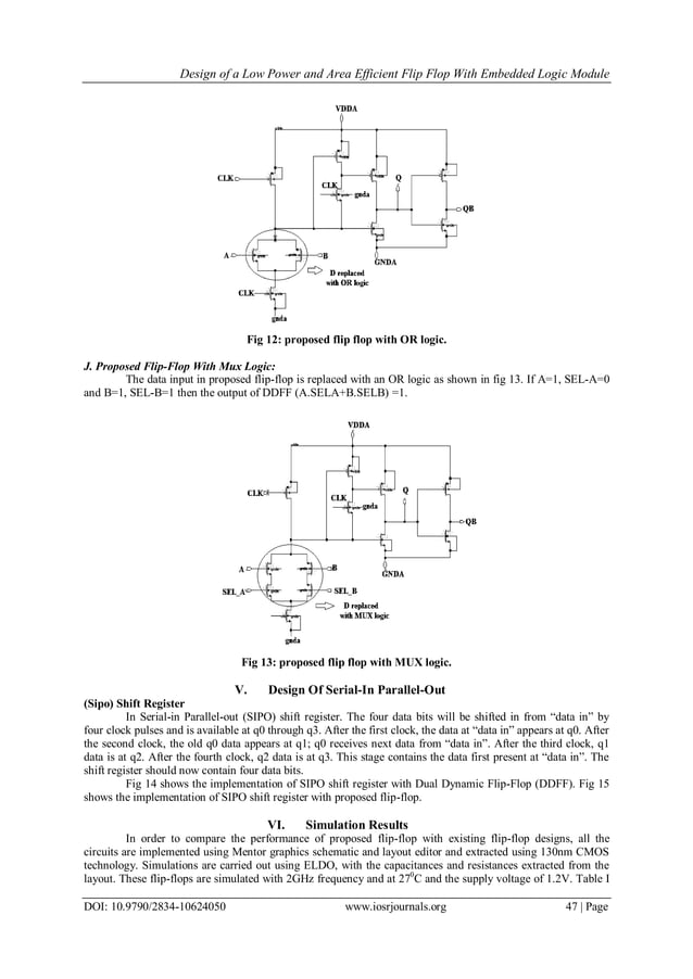 Design Of A Low Power And Area Efficient Flip Flop With Embedded Logic Module Pdf