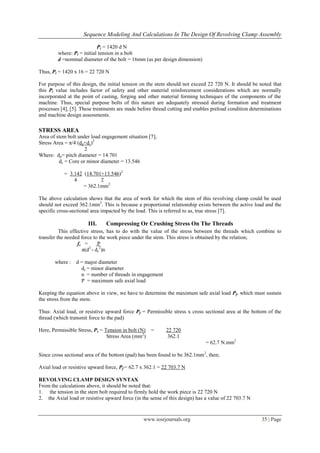 Sequence Modeling and Calculations in the Design of Revolving Clamp ...