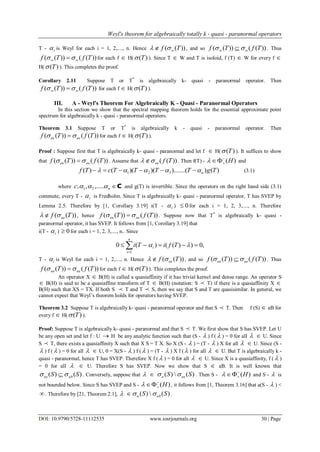 Weyl's Theorem for Algebraically Totally K - Quasi – Paranormal Operators | PDF