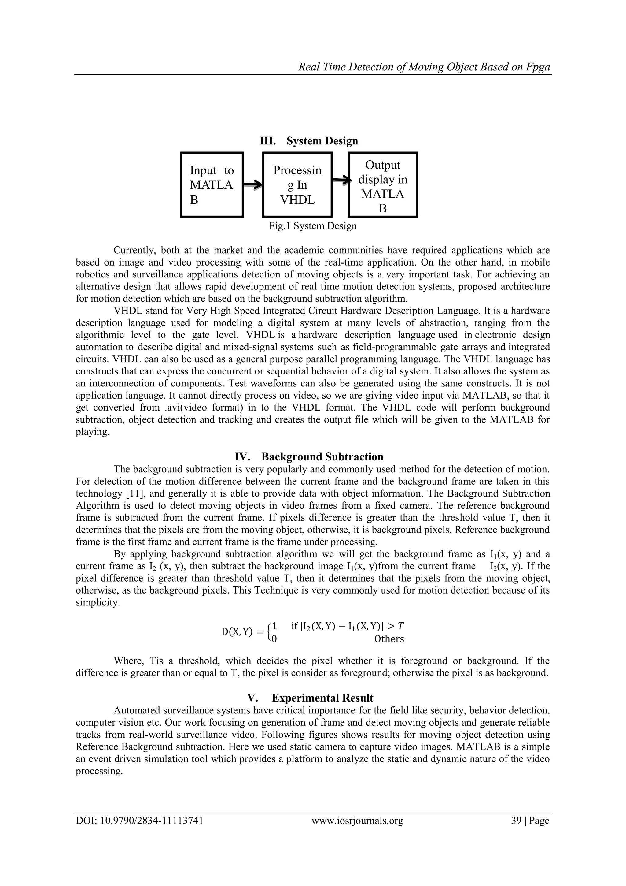 Real Time Detection Of Moving Object Based On Fpga Pdf