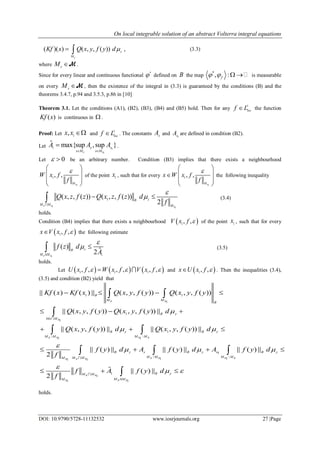 On Local Integrable Solutions of Abstract Volterra Integral Equations | PDF