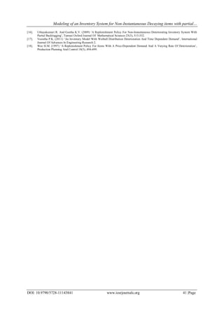 Modeling Of an Inventory System for Non-Instantaneous decaying Items with Partial Backlogging ...
