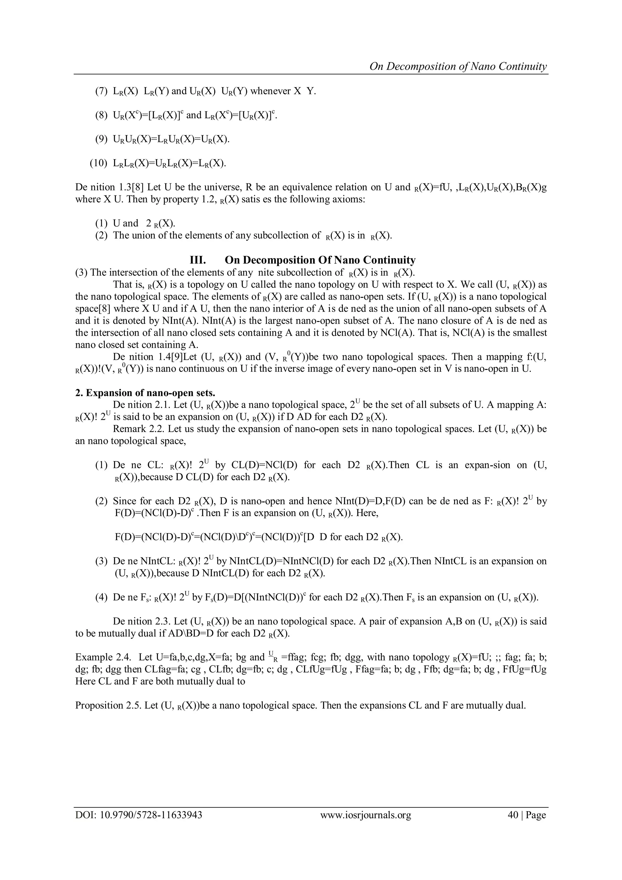 On Decomposition of Nano Continuity | PDF