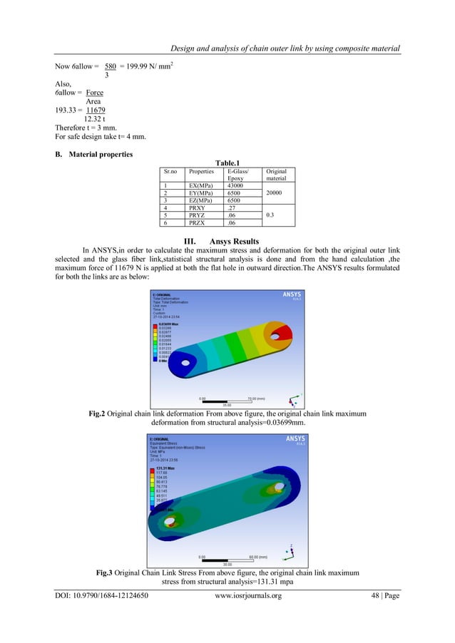 Design And Analysis Of Chain Outer Link By Using Composite Material | PDF