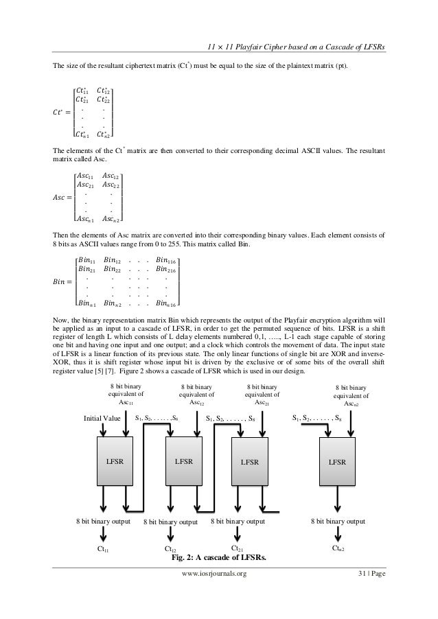 11 × 11 Playfair Cipher based on a Cascade of LFSRs