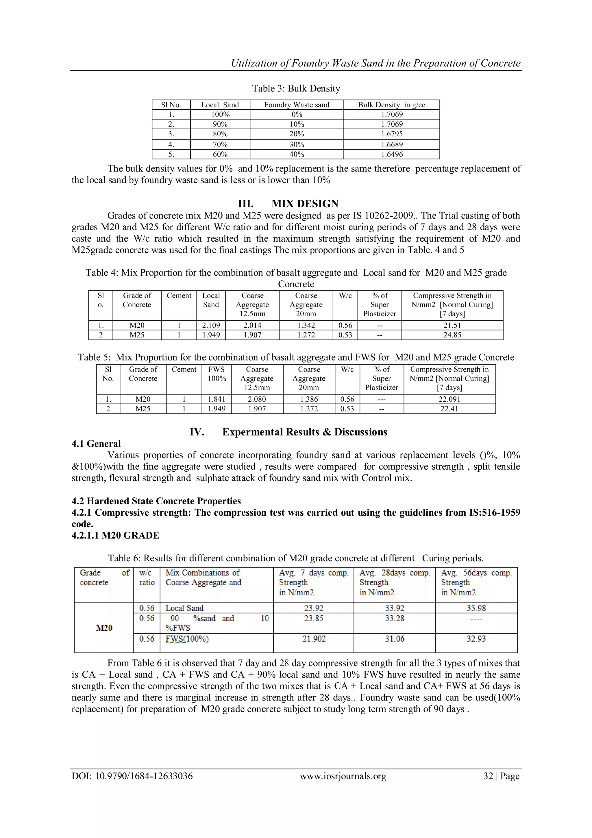 Utilization of Foundry Waste Sand in the Preparation of Concrete | PDF