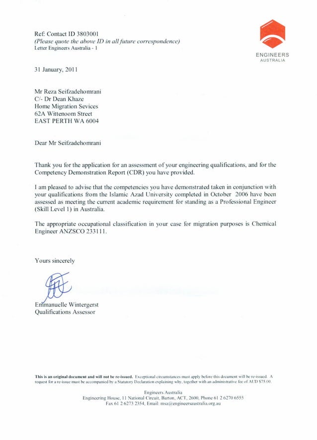 Reza Seif-Professional Engineer Letter | PDF