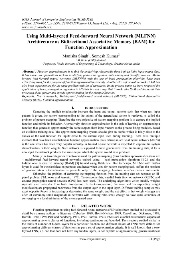 Using Multi-layered Feed-forward Neural Network (MLFNN) Architecture as Bidirectional ...