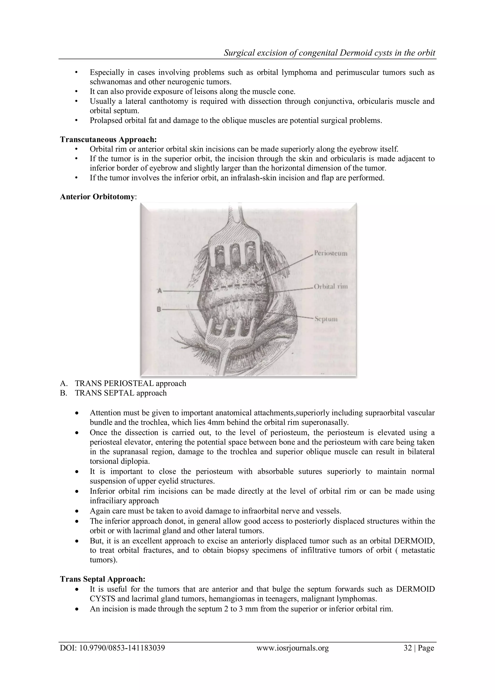 Surgical excision of congenital Dermoid cysts in the orbit | PDF | Eye ...