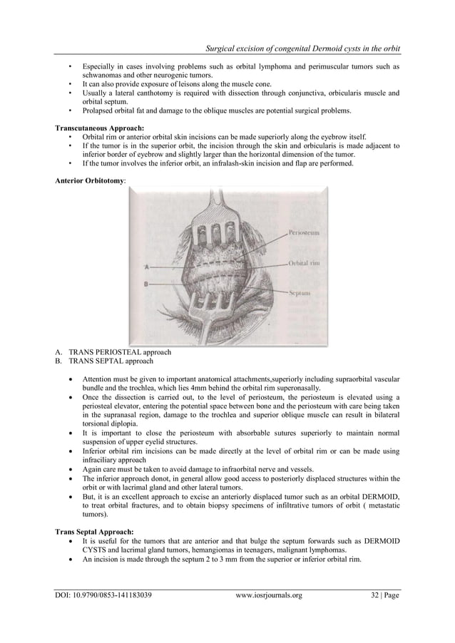 Surgical Excision Of Congenital Dermoid Cysts In The Orbit Pdf