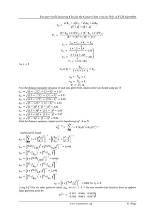 Unsupervised Clustering Classify theCancer Data withtheHelp of FCM Algorithm | PDF