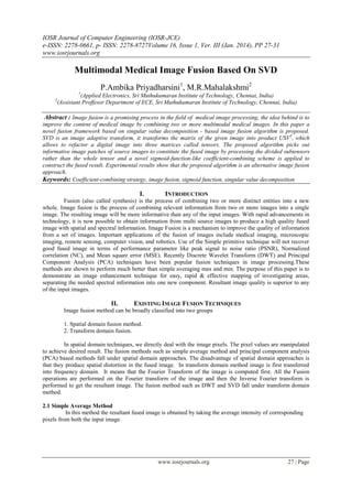 Multimodal Medical Image Fusion Based On SVD | PDF