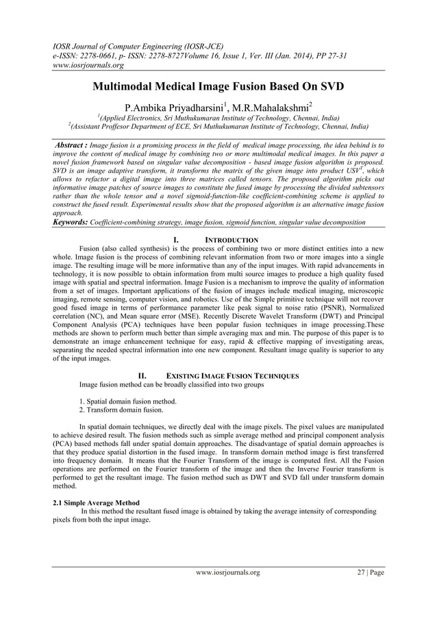 Multimodal Medical Image Fusion Based On SVD | PDF