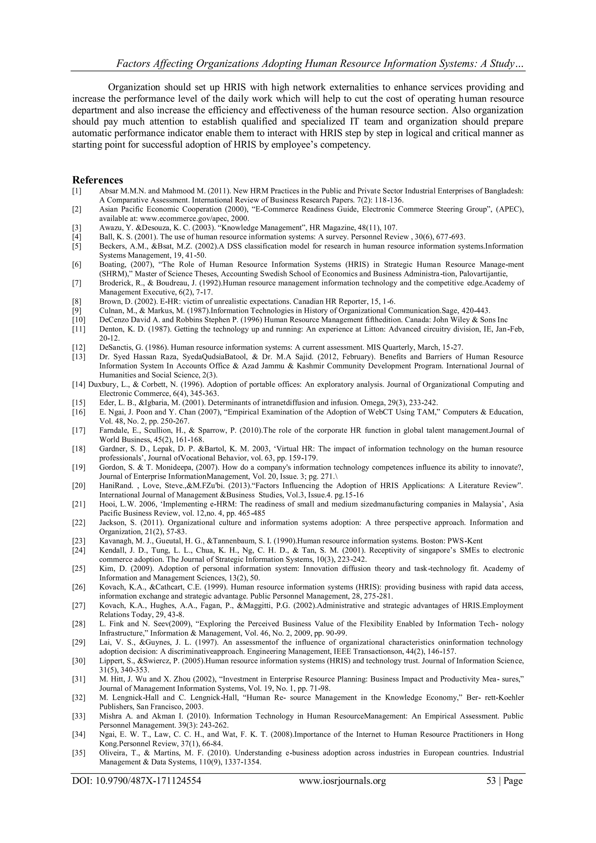 Factors Affecting Organizations Adopting Human Resource Information ...
