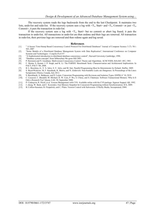 Design & Development of an Advanced Database Management System Using Multiversion Concurrency ...