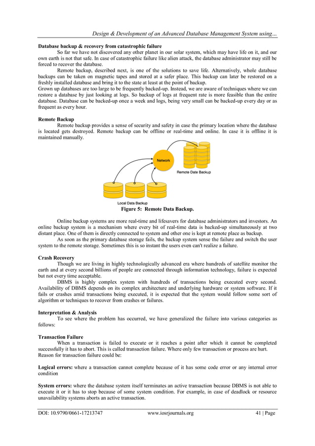 Design And Development Of An Advanced Database Management System Using