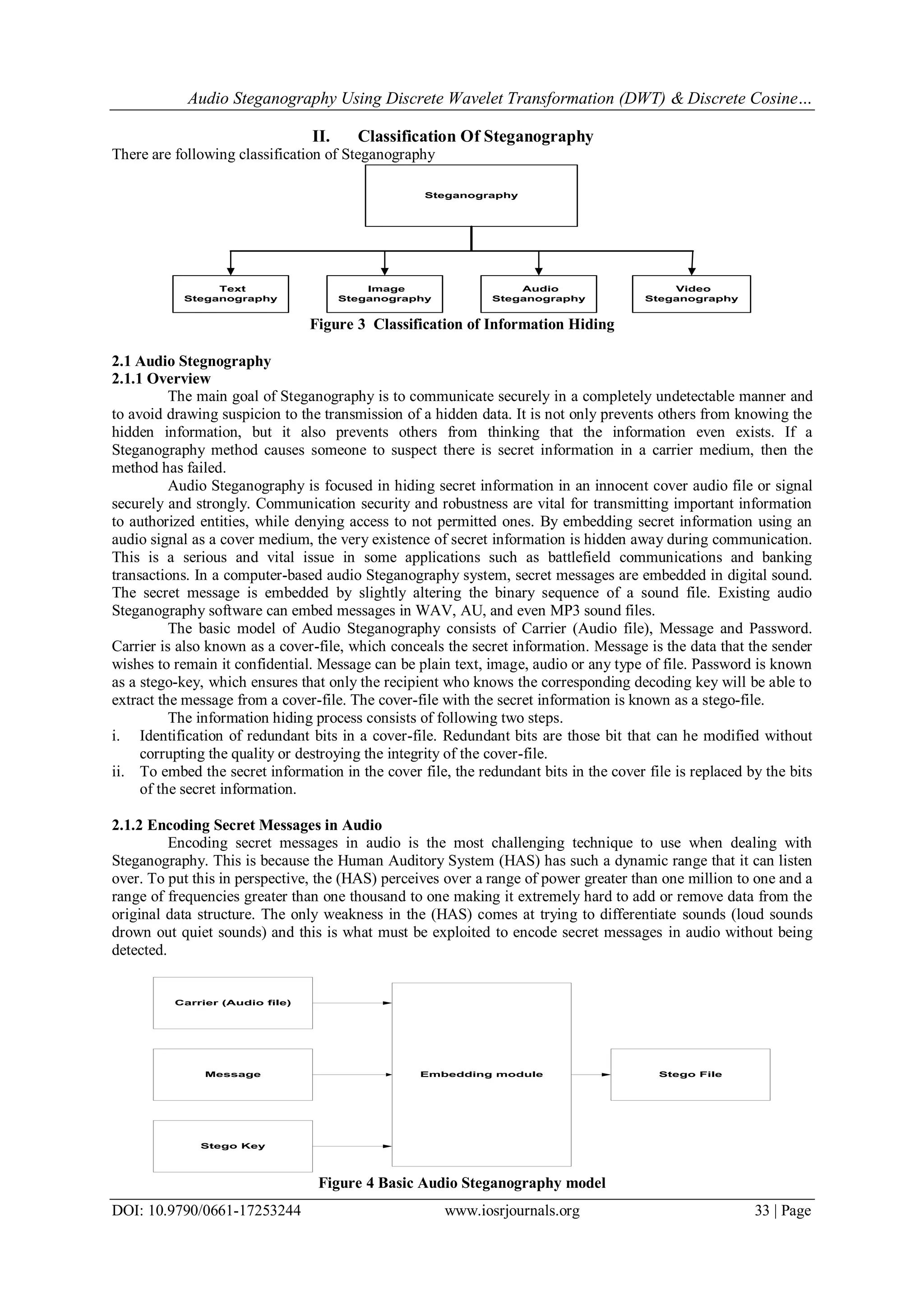 Audio Steganography Using Discrete Wavelet Transformation Dwt And Discrete Cosine Transformation