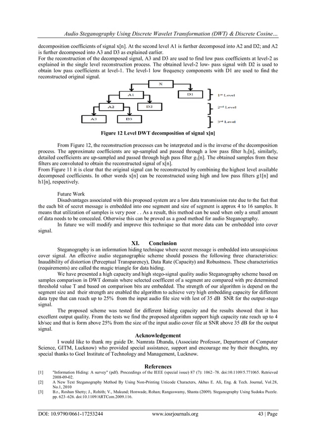 Audio Steganography Using Discrete Wavelet Transformation Dwt And Discrete Cosine Transformation