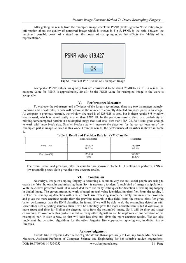 Passive Image Forensic Method to Detect Resampling Forgery in Digital Images | PDF