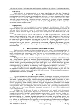 A Review on Software Fault Detection and Prevention Mechanism in ...