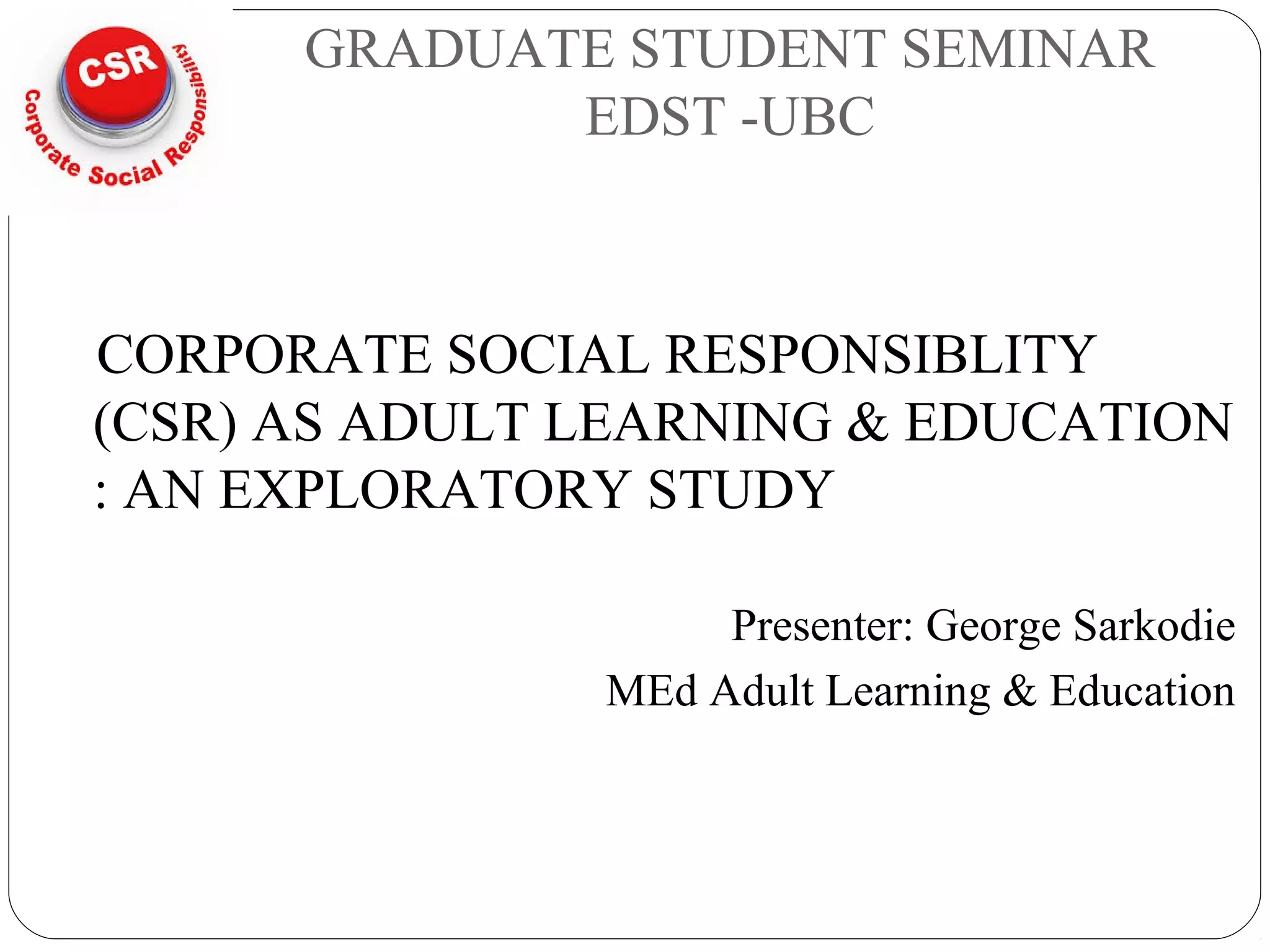 Graduate Seminar presentation | PPT