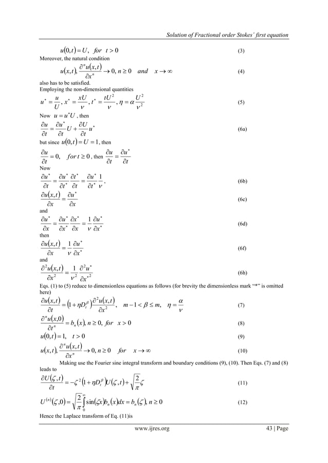 Solution of Fractional Order Stokes´ First Equation | PDF