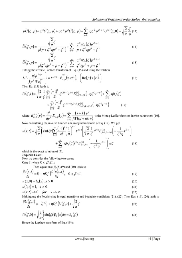 Solution of Fractional Order Stokes´ First Equation | PDF