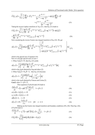 Solution of Fractional Order Stokes´ First Equation | PDF | Physics ...