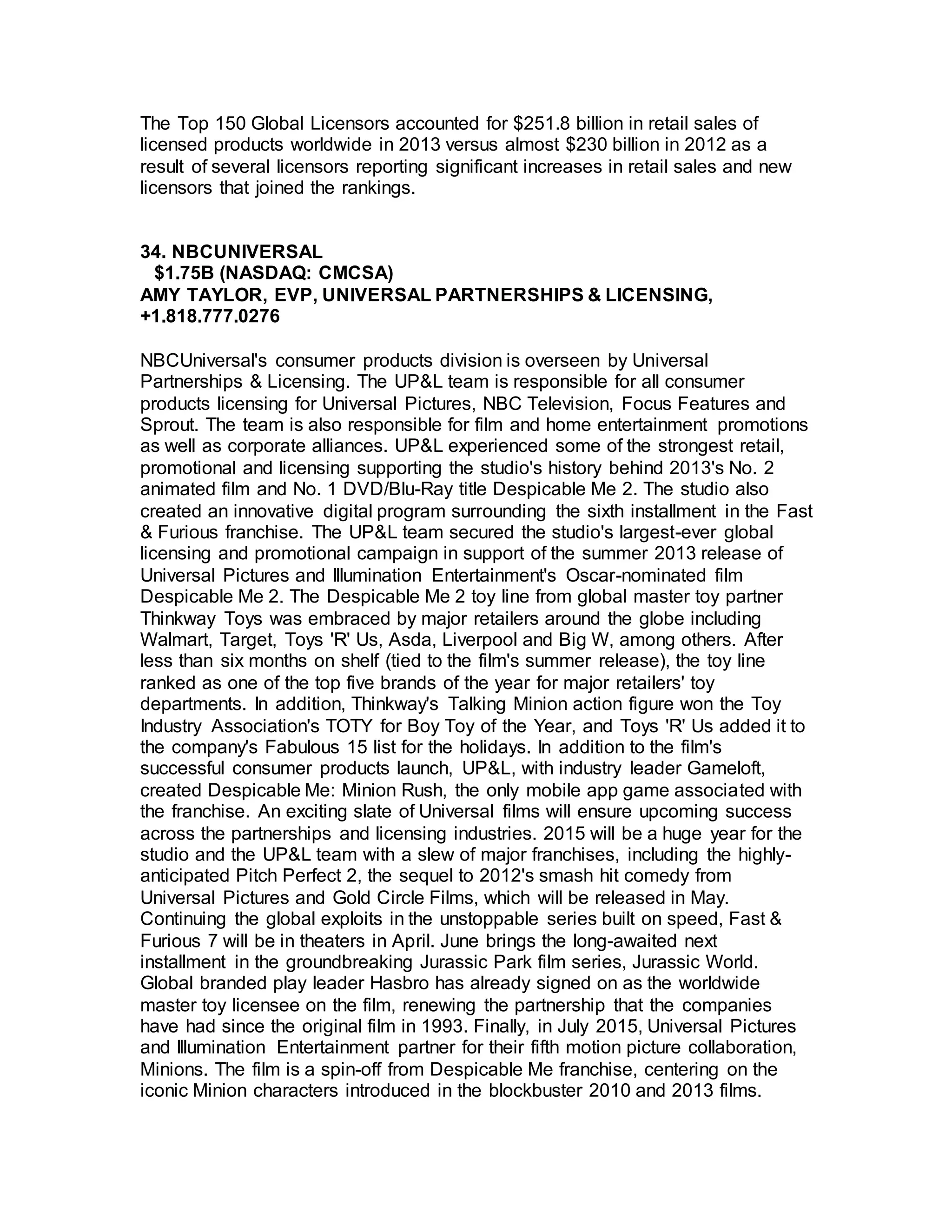 The Top 150 Global Licensors - 2012-14 | DOCX