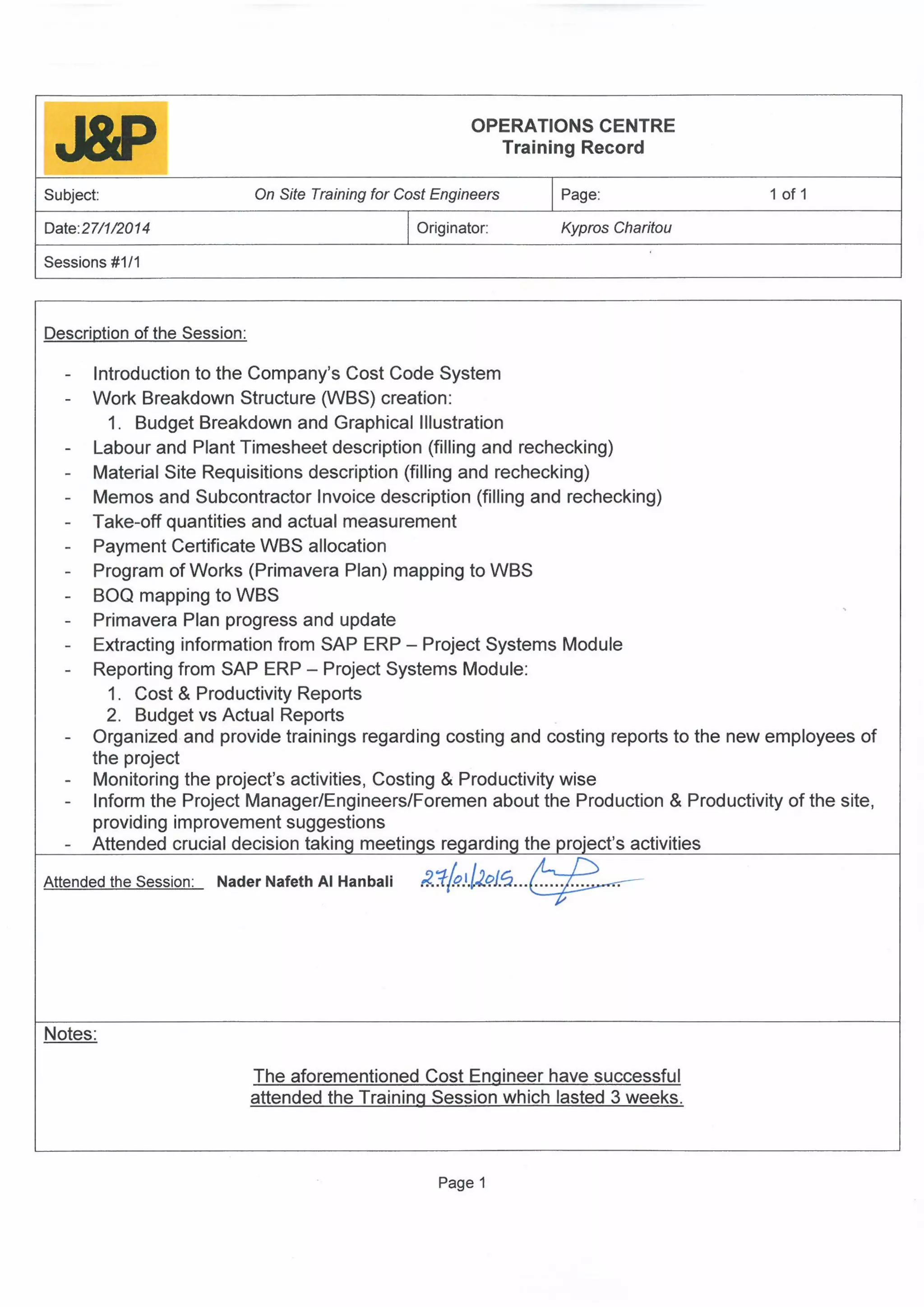 OPC Training Record | PDF