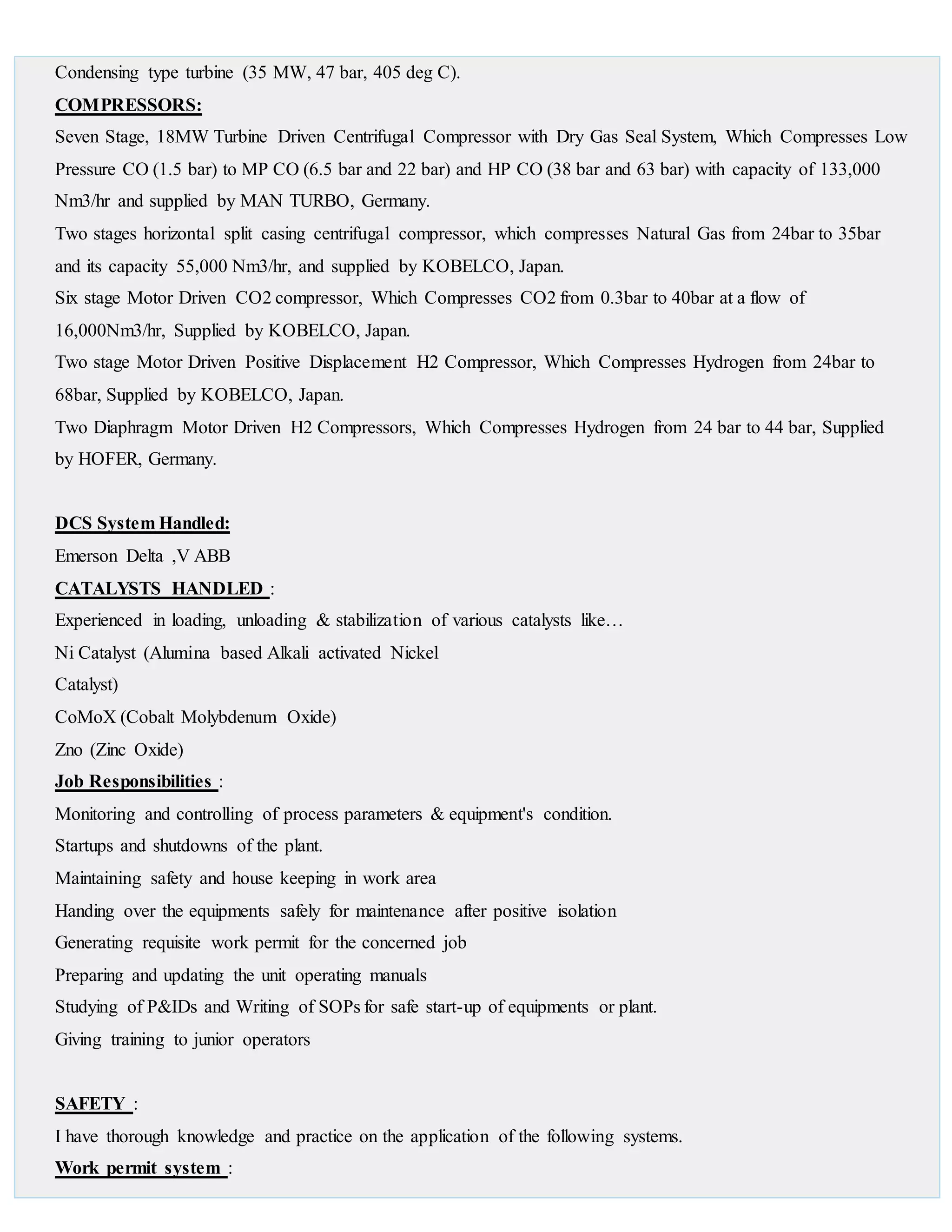 ammonia&utility operator | DOCX | Home Appliances | Home & Garden