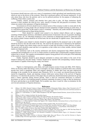 Political Violence and the Sustenance of Democracy In Nigeria | PDF