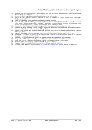 Political Violence and the Sustenance of Democracy In Nigeria | PDF