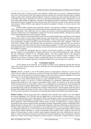 Political Violence and the Sustenance of Democracy In Nigeria | PDF
