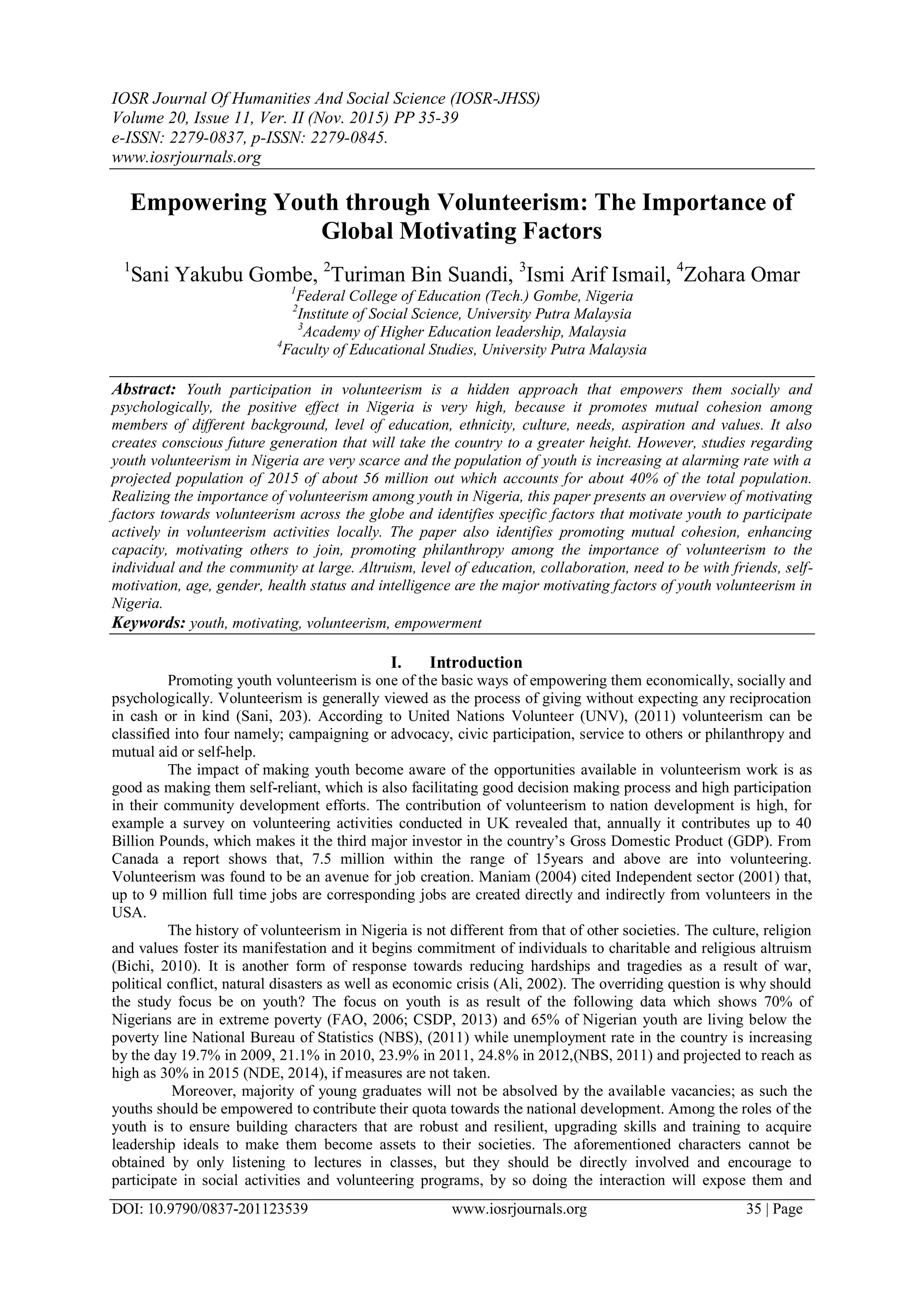 Empowering Youth through Volunteerism: The Importance of Global ...