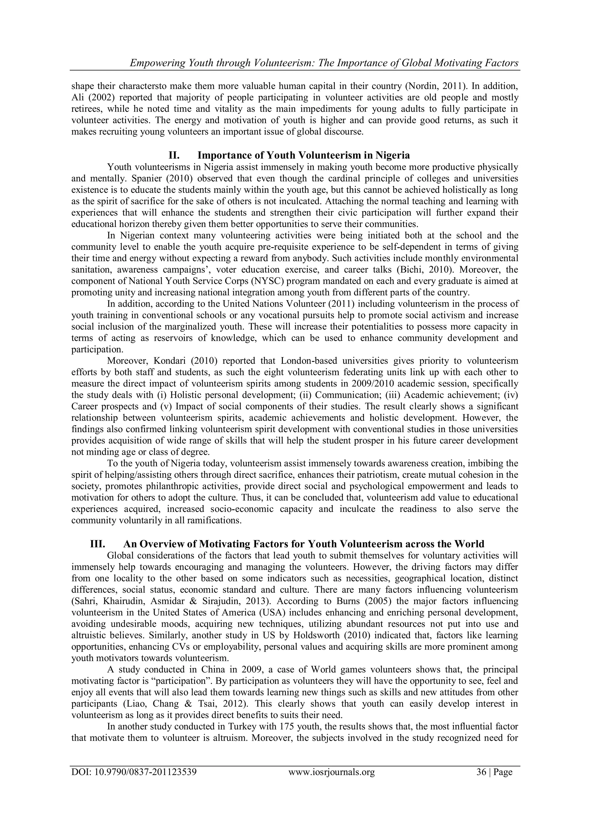 Empowering Youth through Volunteerism: The Importance of Global ...