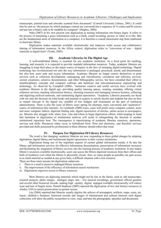 Digitization of Library Resources in Academic Libraries: Challenges and Implication | PDF