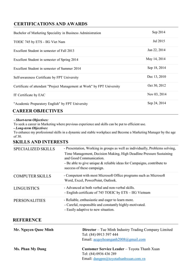 CV_VuDangHoang | PDF | Business Administration | Business