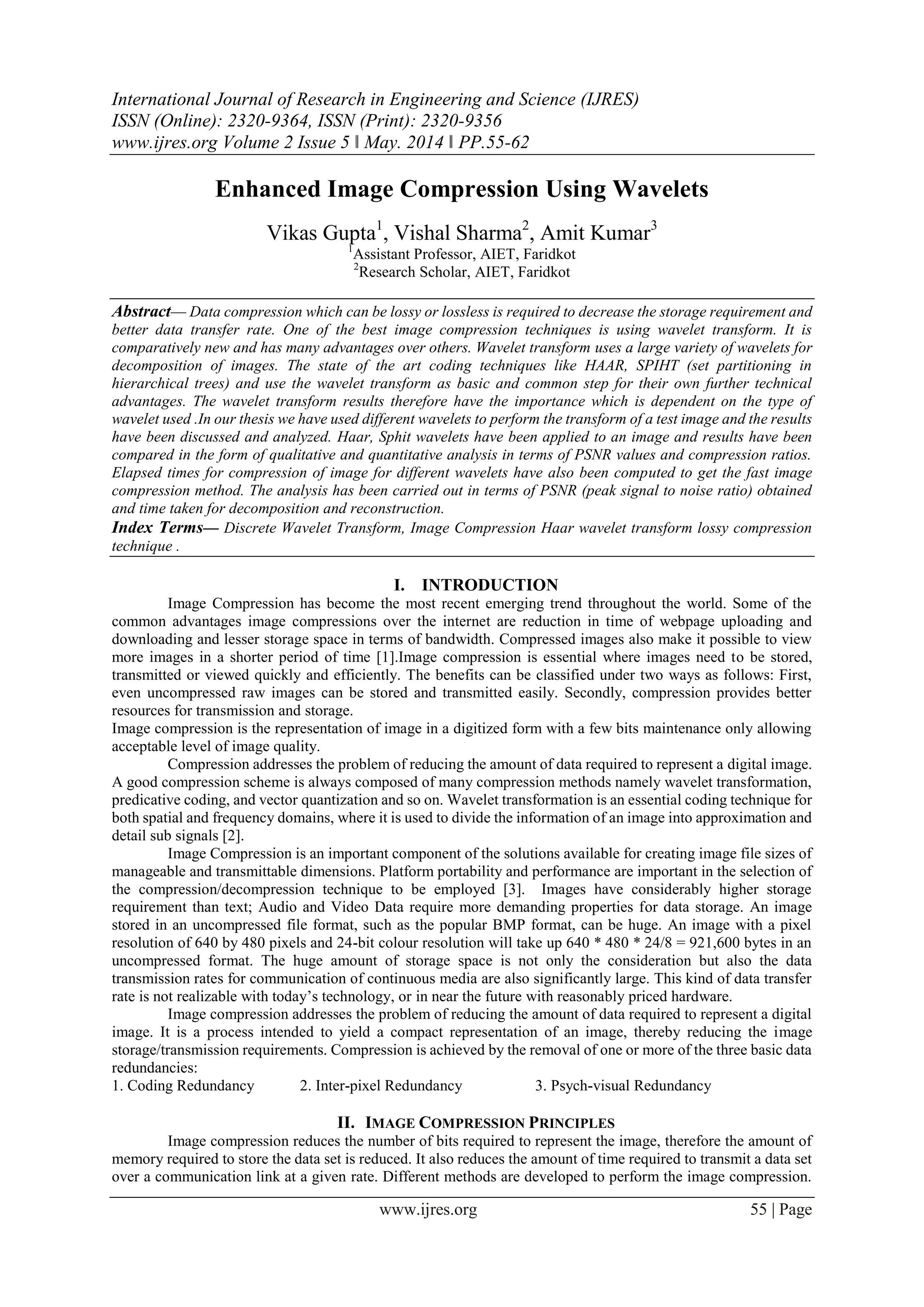 Enhanced Image Compression Using Wavelets | PDF