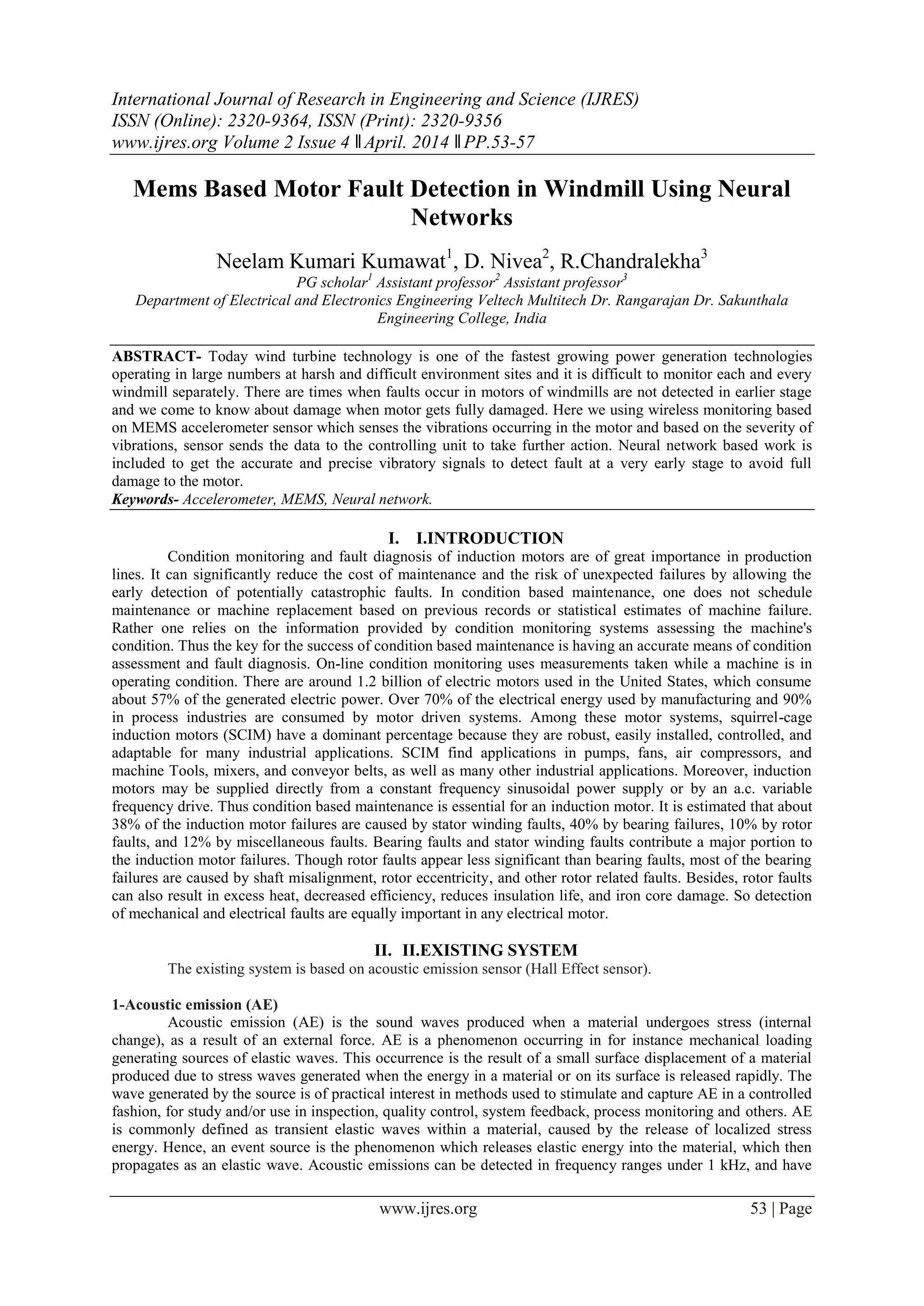 Mems Based Motor Fault Detection Pdf
