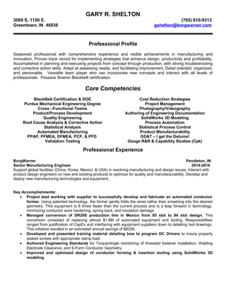 Resume__GARY_SHELTON | DOC | Manufacturing Industry | Industries