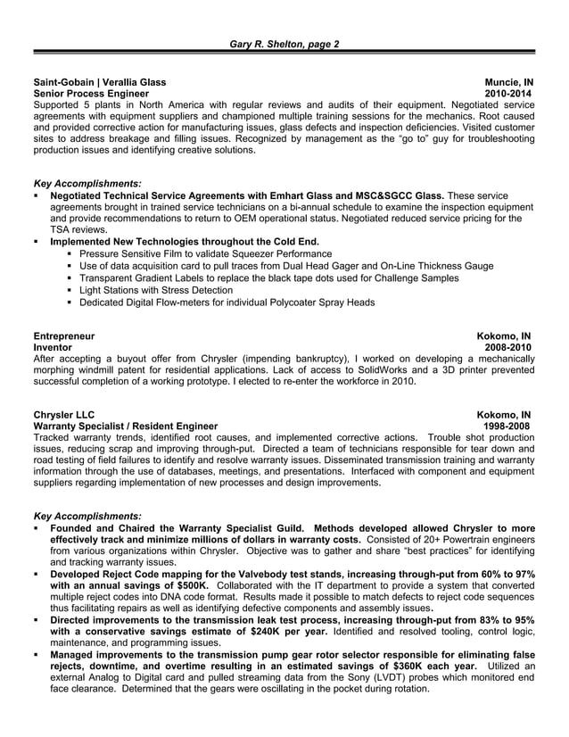 Resume__GARY_SHELTON | DOC | Manufacturing Industry | Industries