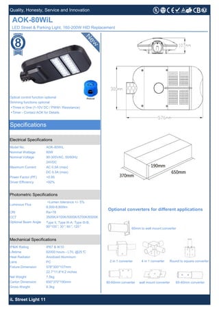 AOK-iL Series Street Light Datasheet from Liberty | PDF