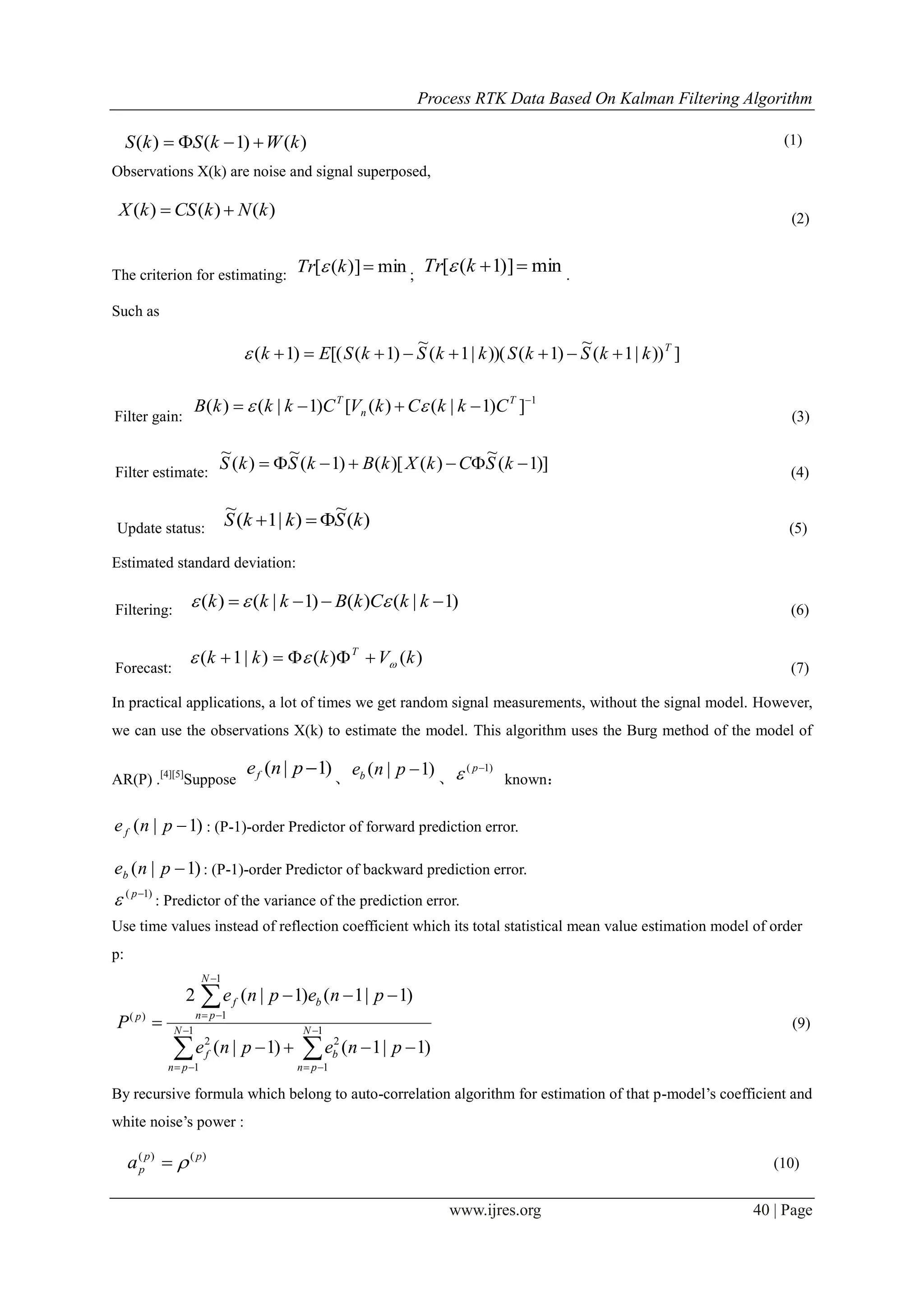 Process RTK Data Based On Kalman Filtering Algorithm | PDF